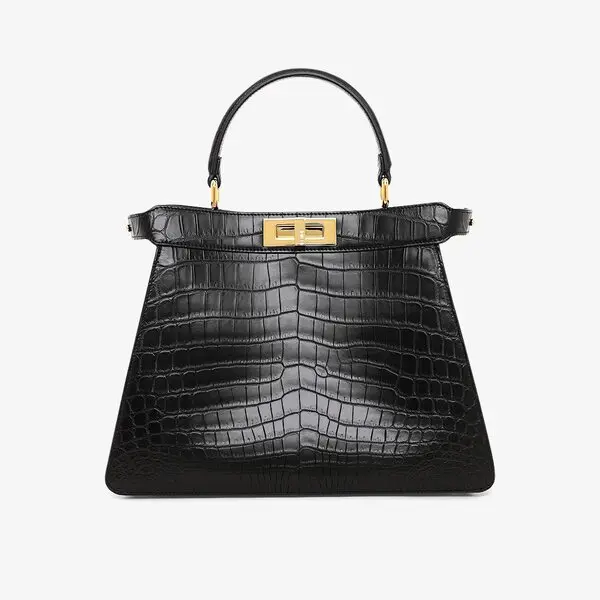 Fendi Peekaboo Iseeu Medium Crocodile Bag - Black