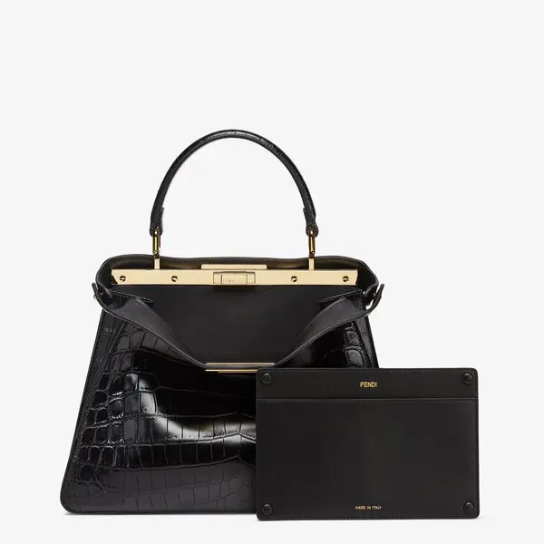 Fendi Peekaboo Iseeu Medium Crocodile Bag - Black