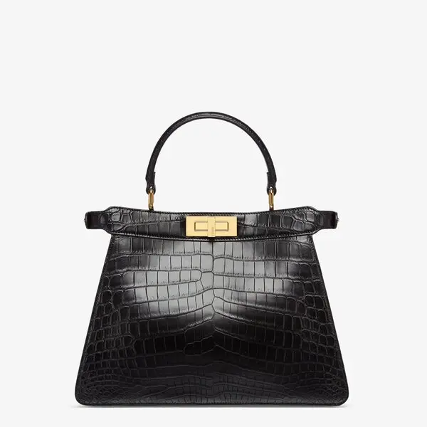 Fendi Peekaboo Iseeu Medium Crocodile Bag - Black