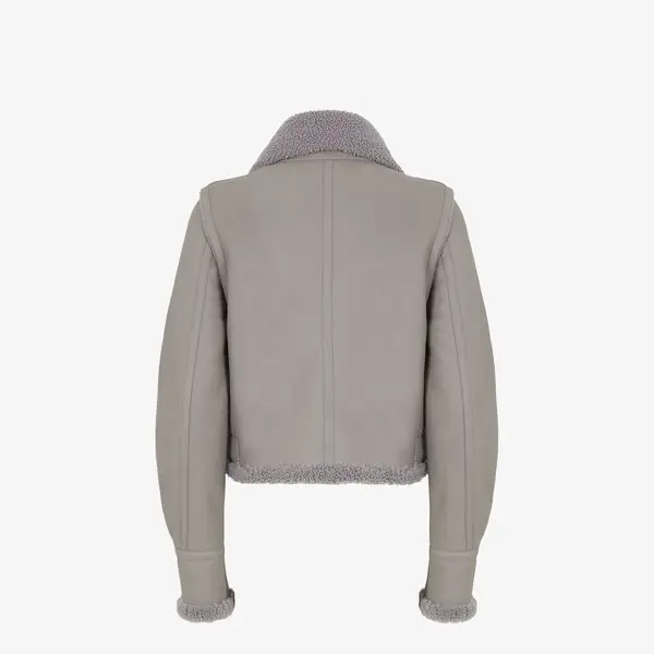 Fendi Leather Shearling Lined Aviator Jacket