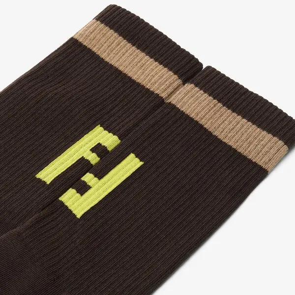 Fendi Mid-calf Ribbed Cotton Socks