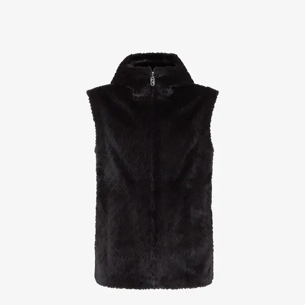 Fendi Micro-ff Laser-cut Mink Gilet - Black
