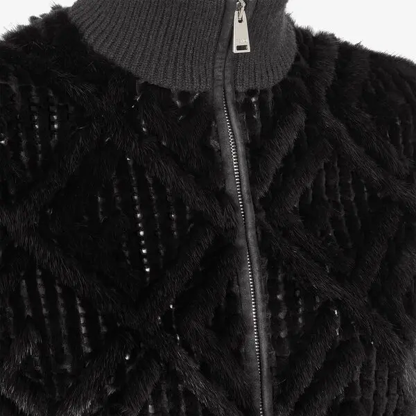 Fendi Cropped Mink Blouson With Ff Motif