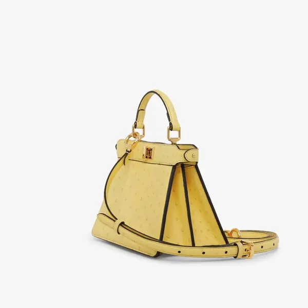 Fendi Peekaboo Iseeu Petite Ostrich Leather Bag - Yellow