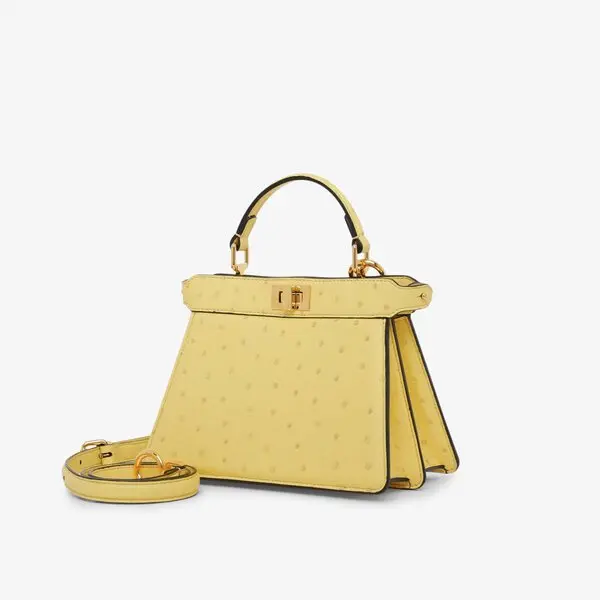 Fendi Peekaboo Iseeu Petite Ostrich Leather Bag - Yellow