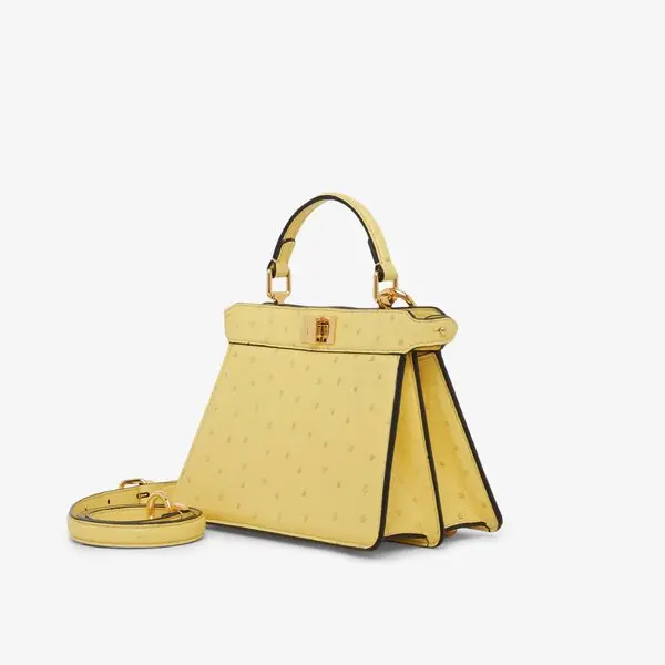 Fendi Peekaboo Iseeu Petite Ostrich Leather Bag - Yellow