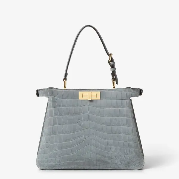 Fendi Peekaboo Soft Medium Crocodile Leather Handbag - Green