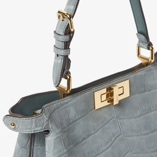 Fendi Peekaboo Soft Medium Crocodile Leather Handbag - Green