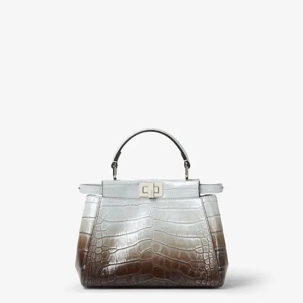 Fendi Peekaboo Mini Crocodile Bag - Grey