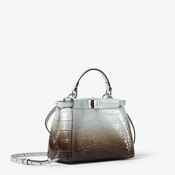 Fendi Peekaboo Mini Crocodile Bag - Grey