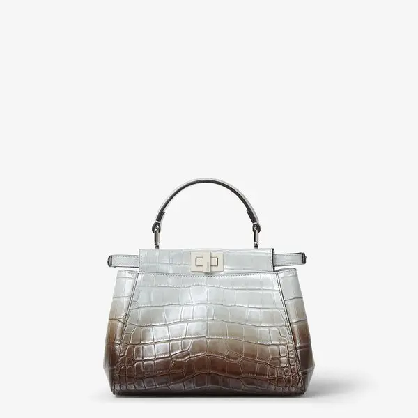 Fendi Peekaboo Mini Crocodile Bag - Grey