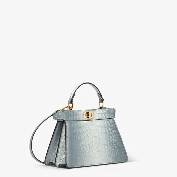 Fendi Peekaboo Iseeu Petite Bag In Crocodile Leather - Grey