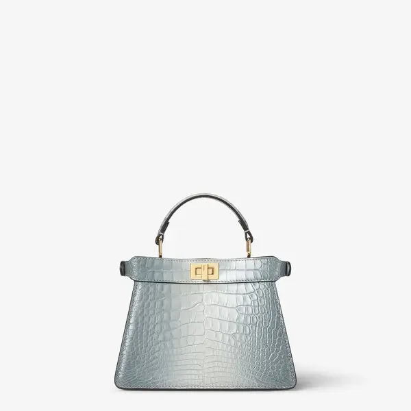 Fendi Peekaboo Iseeu Petite Bag In Crocodile Leather - Grey