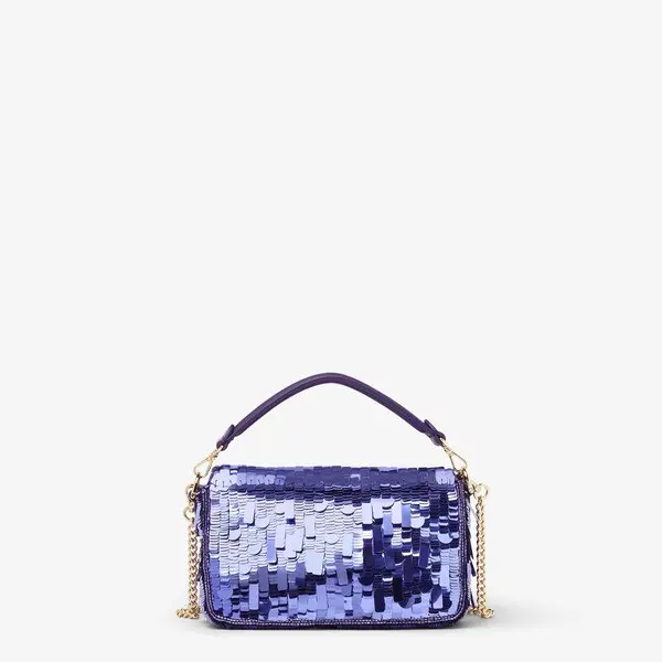 Fendi Baguette Mini Sequined Bag - Purple