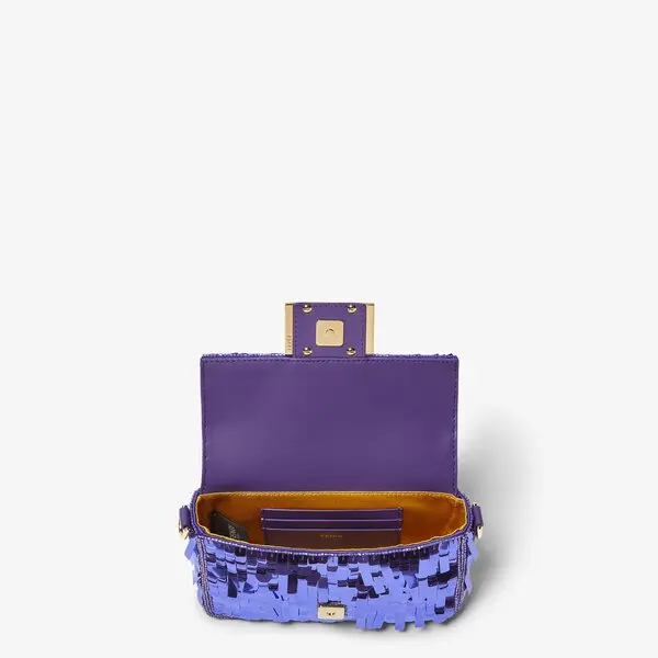 Fendi Baguette Mini Sequined Bag - Purple