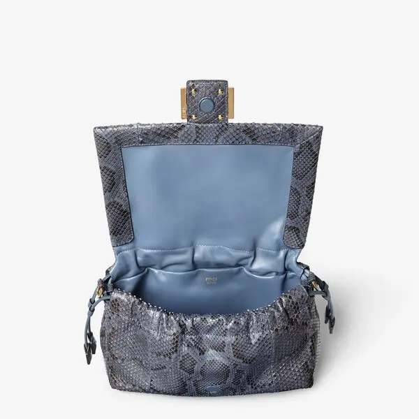 Fendi Mamma Baguette Medium Python Shoulder Bag - Blue