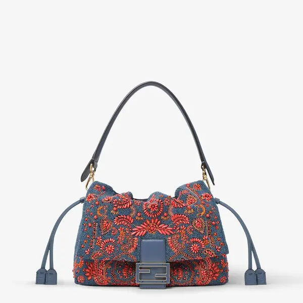 Fendi Mamma Baguette Medium Bag With Micro Bead Embroidery - Multicolour