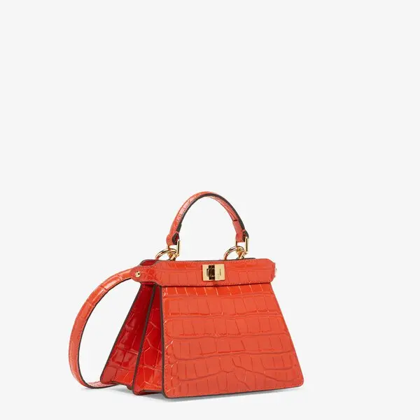 Fendi Peekaboo Iseeu Petite Crocodile Leather Bag - Red