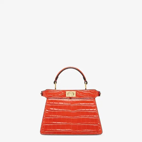 Fendi Peekaboo Iseeu Petite Crocodile Leather Bag - Red