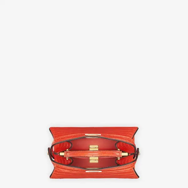 Fendi Peekaboo Iseeu Petite Crocodile Leather Bag - Red