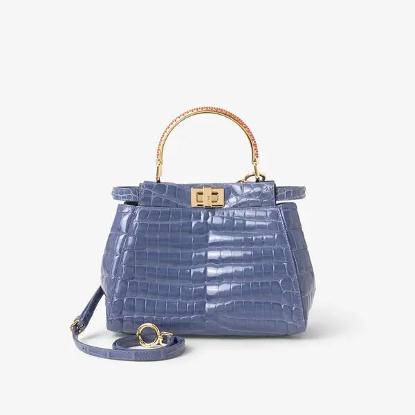 Fendi Peekaboo Mini Bag In Crocodile - Blue