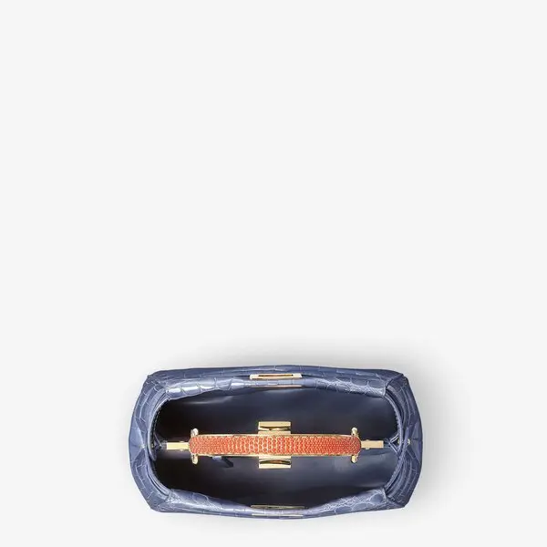 Fendi Peekaboo Mini Bag In Crocodile - Blue