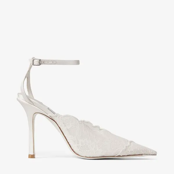 JIMMY CHOO Faiz 100 Ivory Lace Pumps - Ivory/ivory