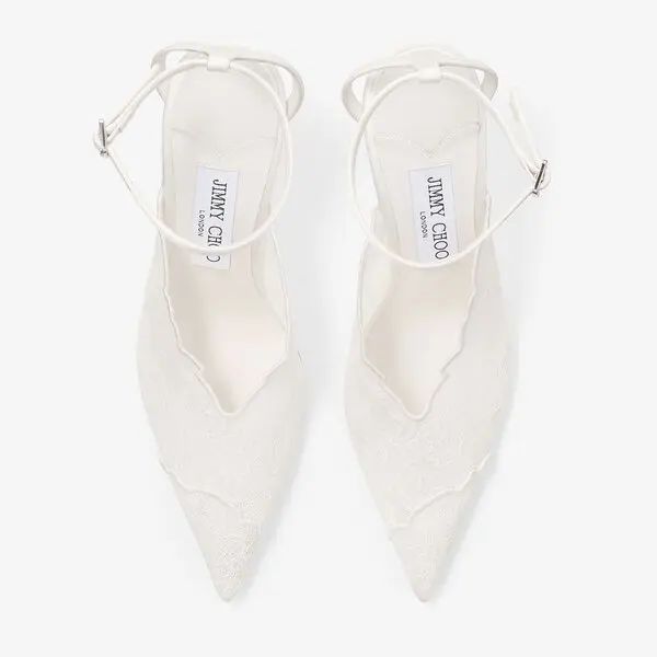 JIMMY CHOO Faiz 100 Ivory Lace Pumps