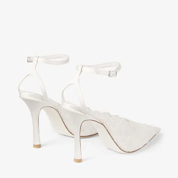 JIMMY CHOO Faiz 100 Ivory Lace Pumps