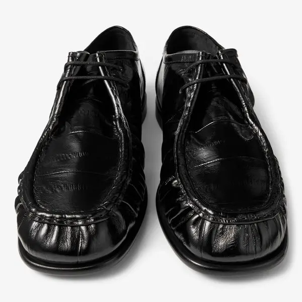 JIMMY CHOO Ember Moccasin M Eel Embossed Leather Moccasins