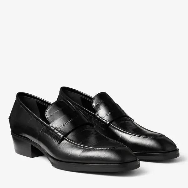 JIMMY CHOO Wilder Loafer M Eel-embossed Leather Loafers