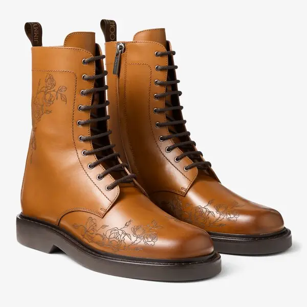 JIMMY CHOO Rowan Derby Boots With Rose Motif