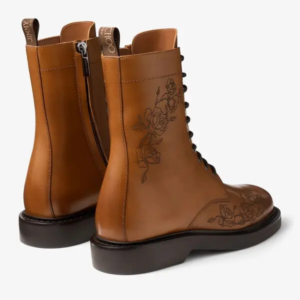 JIMMY CHOO Rowan Derby Boots With Rose Motif
