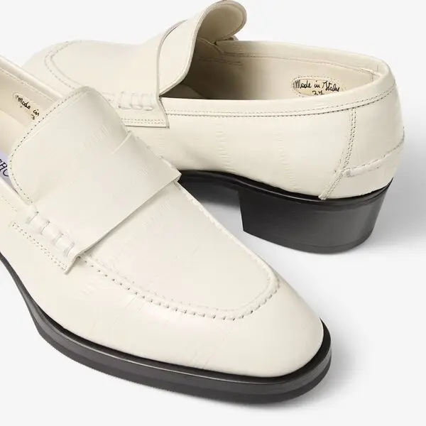 JIMMY CHOO Wilder Eel-embossed Leather Loafers - Bone