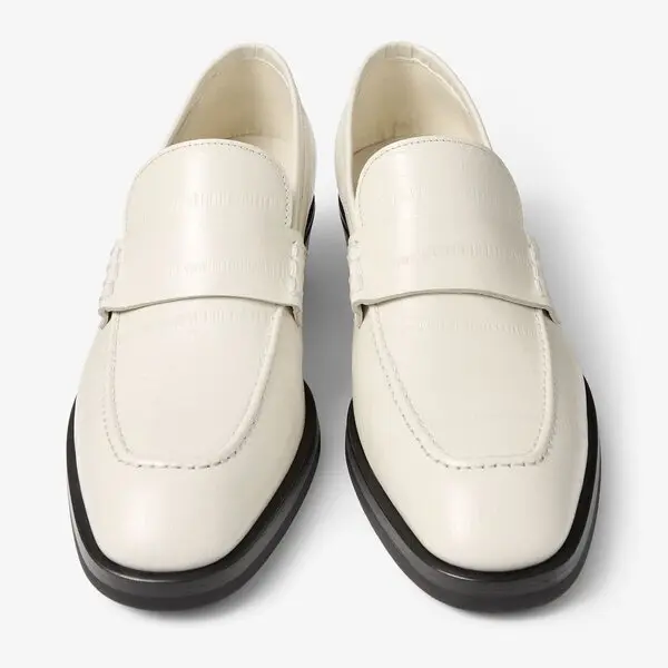 JIMMY CHOO Wilder Eel-embossed Leather Loafers - Bone