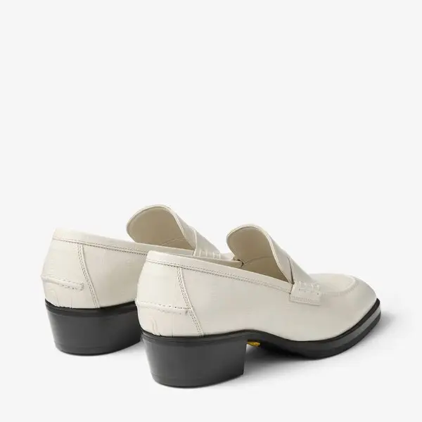JIMMY CHOO Wilder Eel-embossed Leather Loafers - Bone