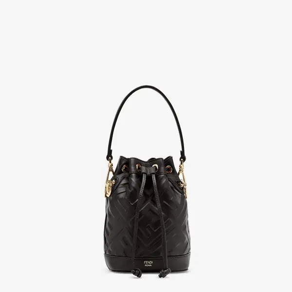 Fendi Mon Tresor Bucket Bag With Embossed Ff Motif - Black