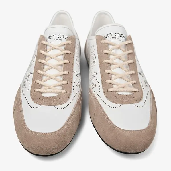 JIMMY CHOO Sunny Low Top Trainers With Rose Perforation - V White/stone