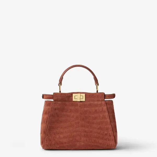 Fendi Peekaboo Mini Crocodile Suede Bag