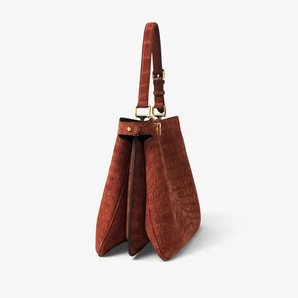 Fendi Peekaboo Soft Medium Crocodile Leather Handbag - Brown