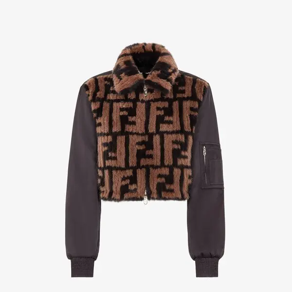 Fendi Mink Ff Motif Bomber Jacket - Black
