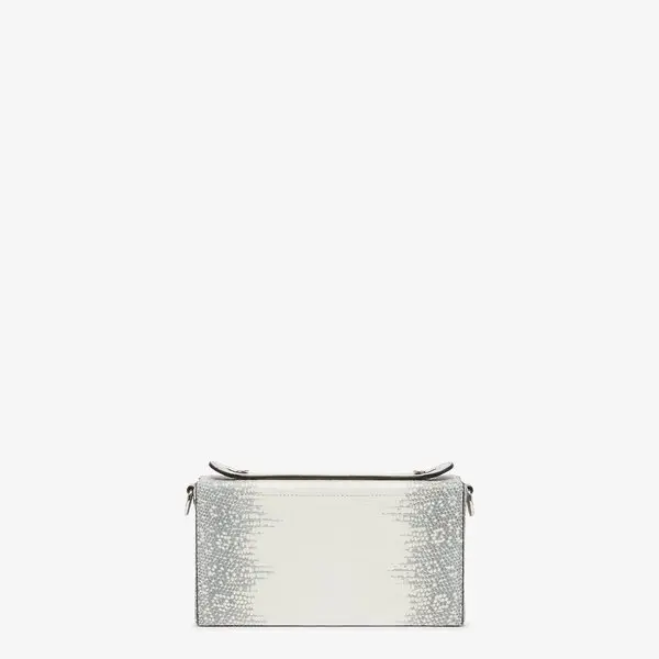 Fendi Baguette Soft Trunk Bag In Lizard Leather - White