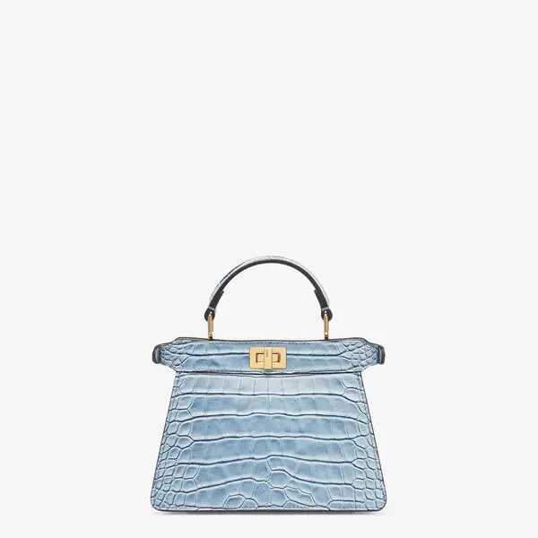 Fendi Peekaboo Iseeu Petite Alligator Leather Bag - Light Blue