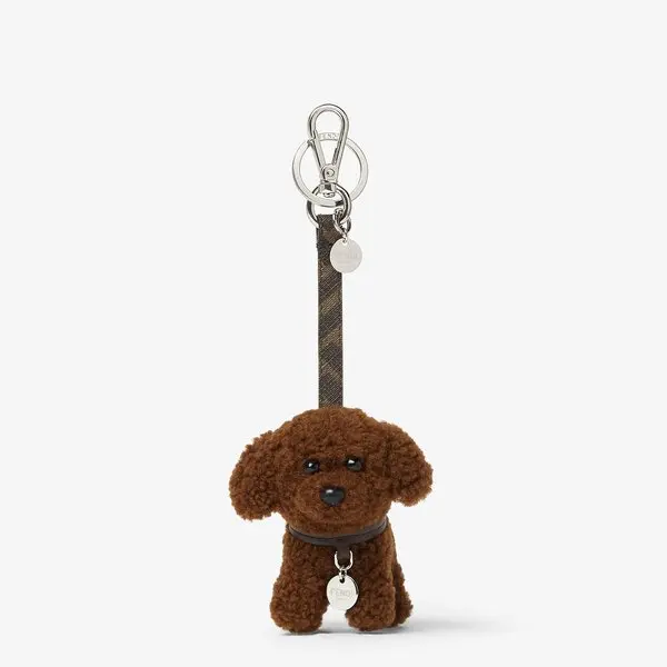 Fendi Milo Shearling Dog Charm - Brown