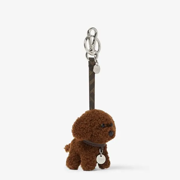 Fendi Milo Shearling Dog Charm - Brown