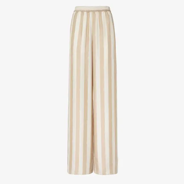 Fendi Pequin Stripe Silk Trousers - Beige