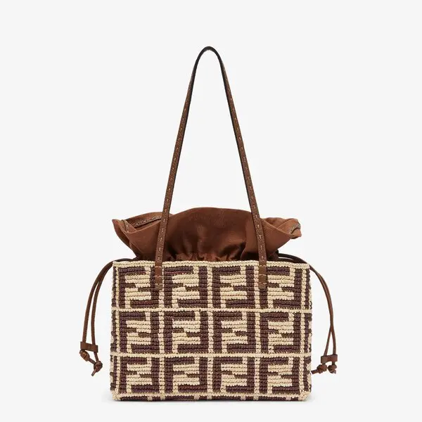 Fendi Small Raffia Shopper Bag - Brown