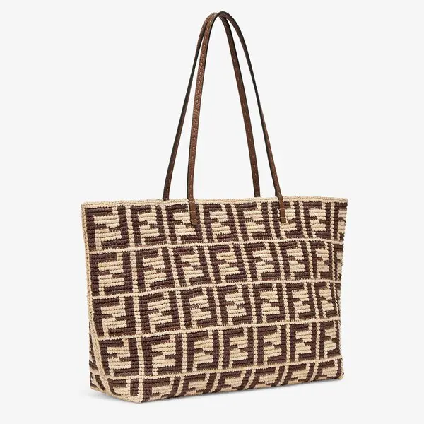 Fendi Raffia Shopper Bag With Ff Logo