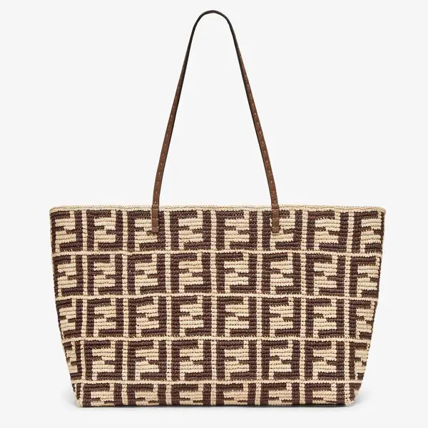 Fendi Raffia Shopper Bag With Ff Logo