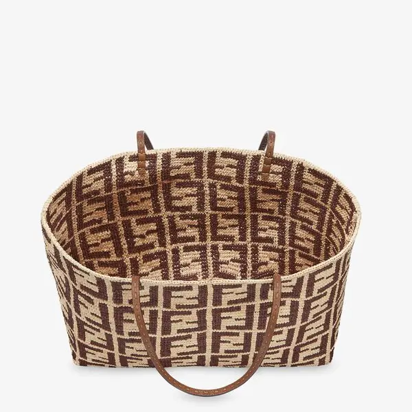 Fendi Raffia Shopper Bag With Ff Logo
